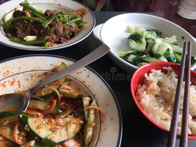 Asian meal stock photo. Image of asian, cooked, whiterice - 213603134