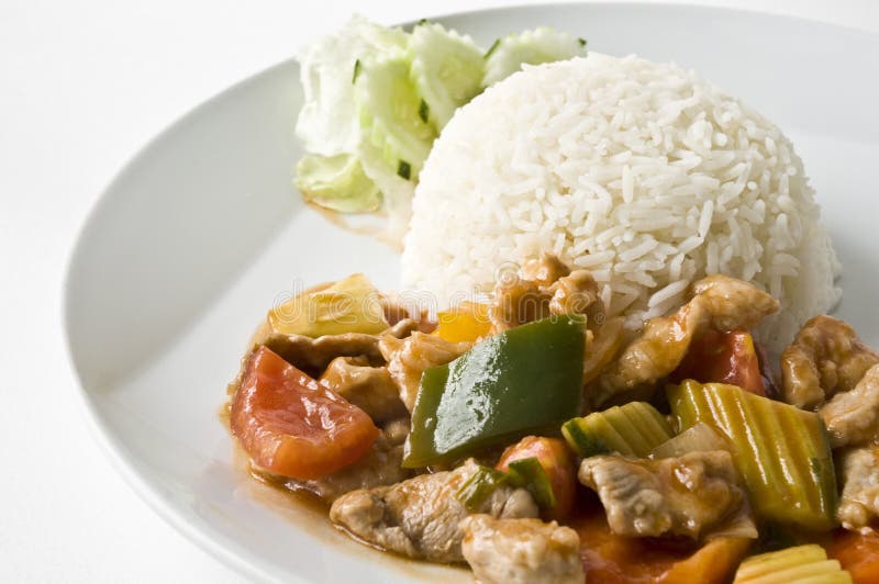 Asian meat rice dinner set stock photo. Image of cook - 29771500