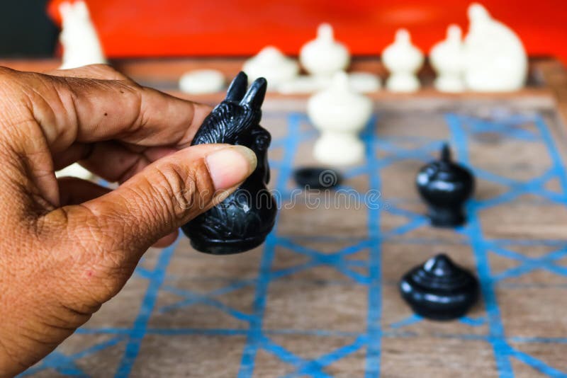 Asian Men Playing Thai Chess. Stock Image - Image of leisure, group ...