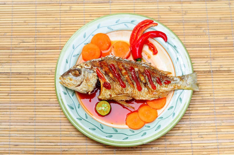 Asian Menu of Deep Fried Fish Stock Photo - Image of chilli, life: 22418366