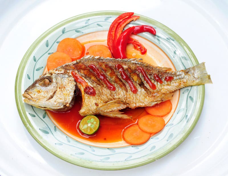 Asian Menu of Deep Fried Fish Stock Photo - Image of chinese, fishing ...