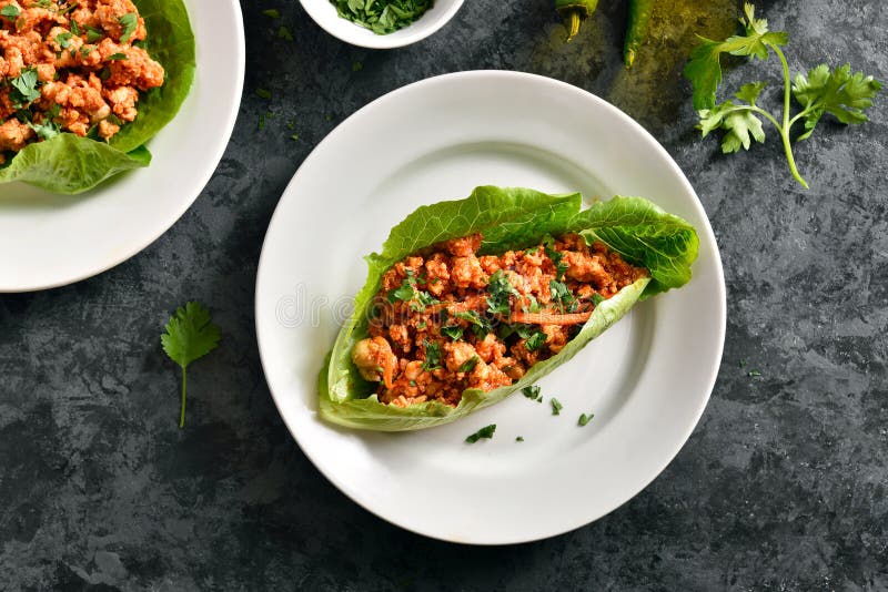 Asian Minced Meat Lettuce Wraps Stock Image - Image of beef, asian ...