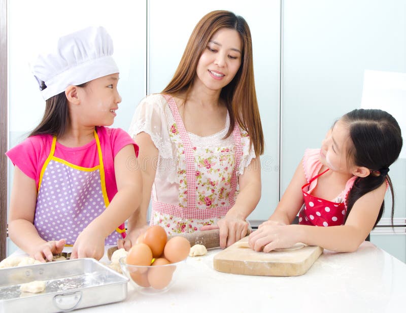 Baking fun stock photo. Image of three, cheerful, cake - 98800104