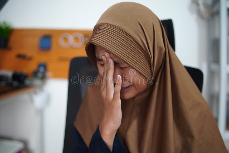 Asian Muslim Girl Crying, Sad Lonely Expression Stock Image - Image of ...