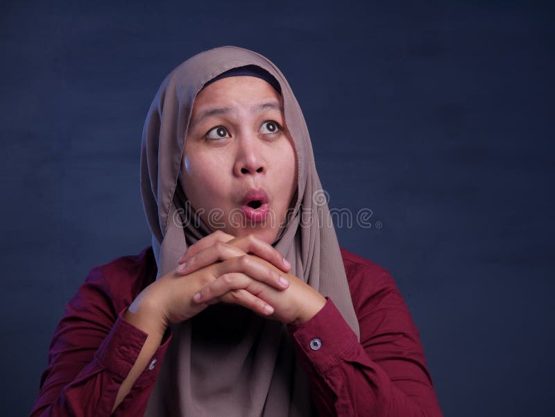 Muslim Woman with Thinking Expression Stock Photo - Image of hijab ...