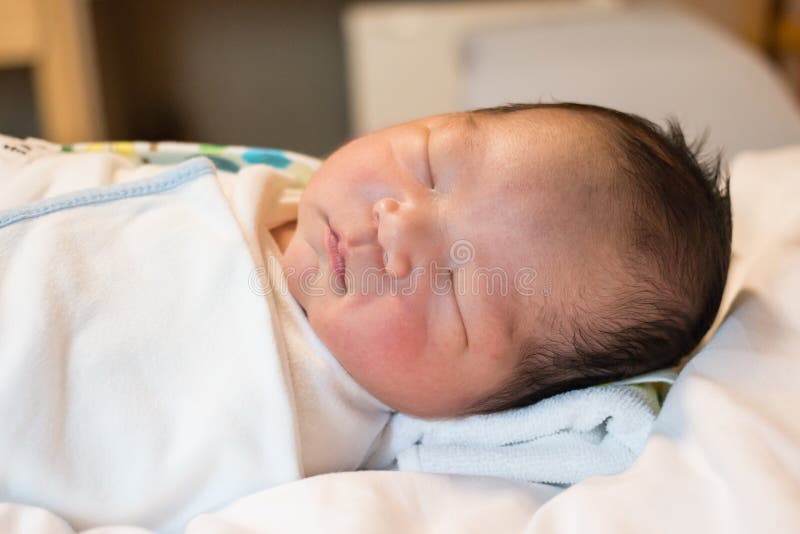 Asian New Born Baby Falling into a Deep Sleep Stock Photo - Image of ...