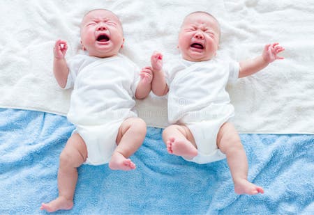 Asian New Born Twins Crying Stock Photo - Image of baby, cute: 40944090