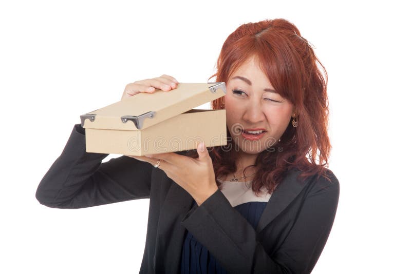 Asian Office Girl Curious What Inside Box Stock Photos - Free & Royalty ...