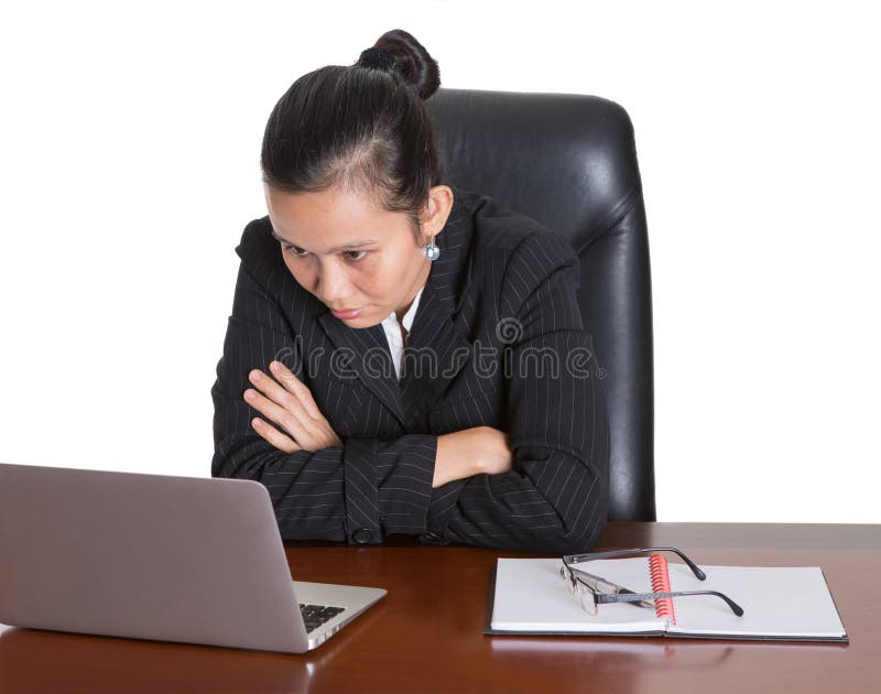 Asian Office Worker with Concentrating Expression Stock Photo - Image ...