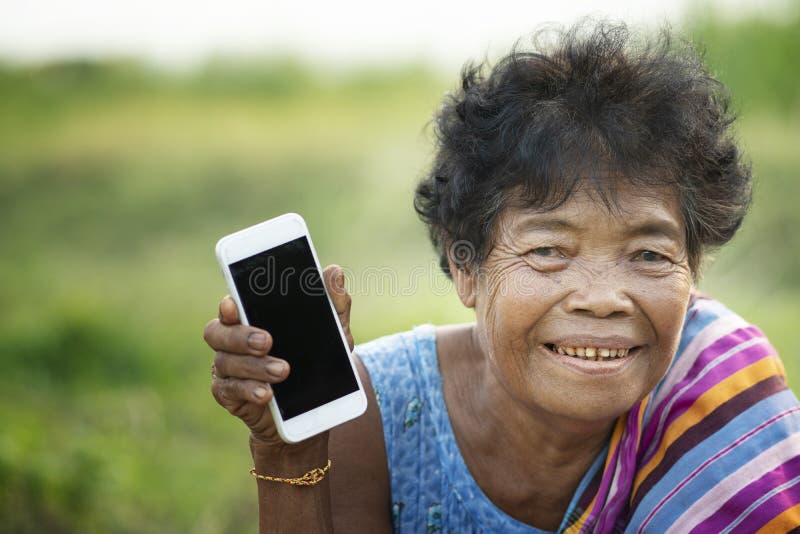 Asian Old Woman Using Mobile Phone Stock Image - Image of mobile, asian ...
