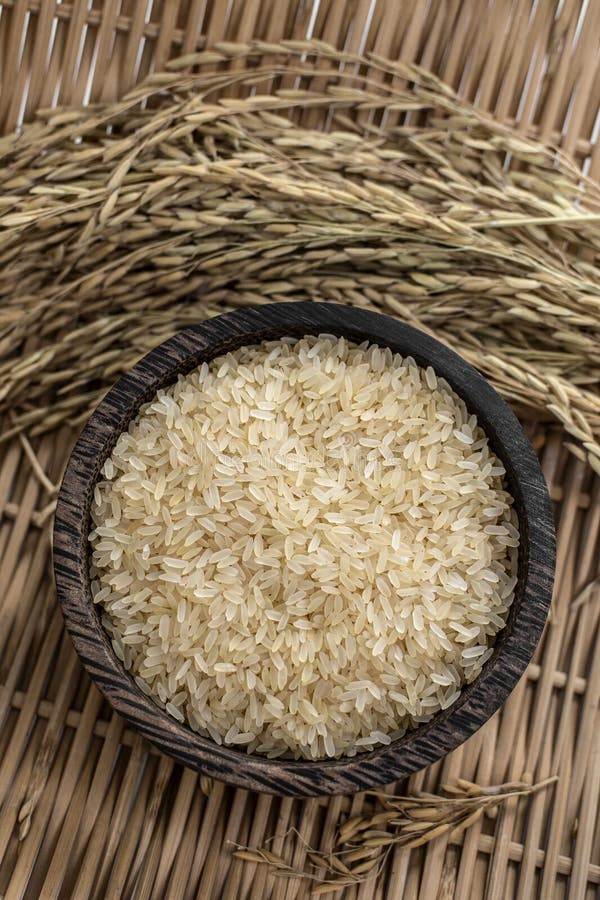 Asian Parboiled Rice Grains in Rustic Setting Display in Cambodia Stock ...