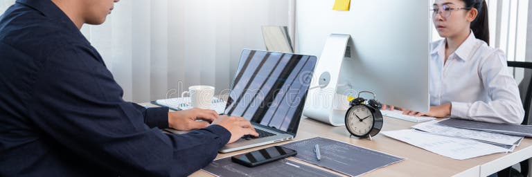 Asian Outsource Software Engineer Developer Team Working Code To Find Solution To Problem in ...