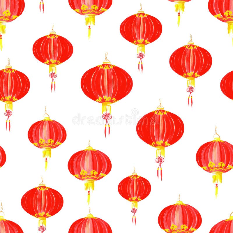 Asian Paper Lantern Seamless Vector Pattern Stock Vector - Illustration ...