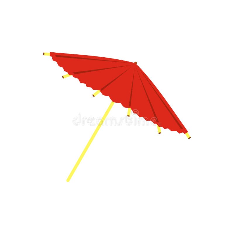 Asian Red Parasol or Umbrella Icon Cartoon Stock Vector - Illustration ...