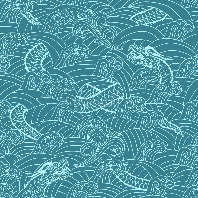 Asian Pattern with Dragon Background Stock Vector - Illustration of ...