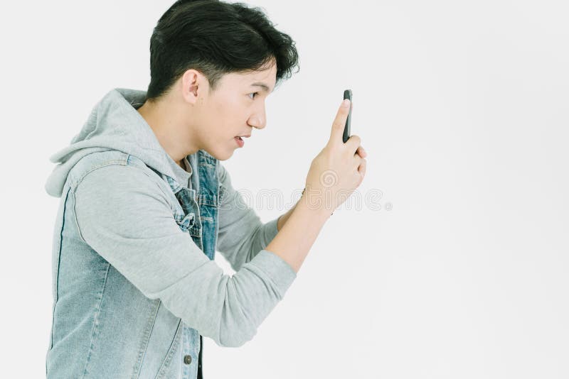 Asian Photographer Shooting with Mobile Phone in Studio Stock Image ...