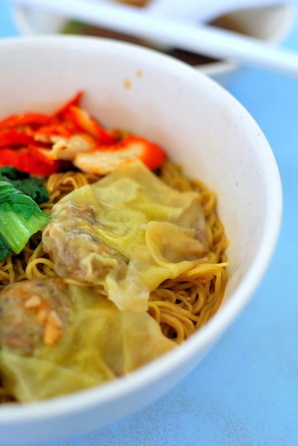 Asian Pork Dumpling Noodles Stock Image - Image of singapore, health ...