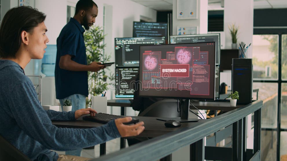 Asian Programer Focused on Writing Code Encounters Unexpected Compiling Error Stock Image ...