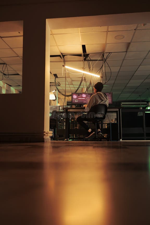 Asian Programmer Solving Data Leak Problem Computer System Hacking
