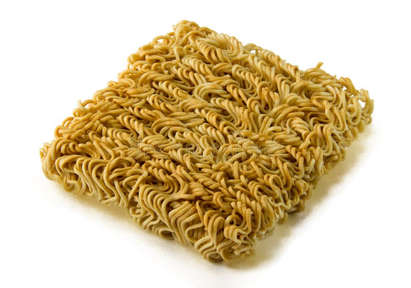 Asian Ramen Block of Instant Isolated on White Background. Stock Photo ...