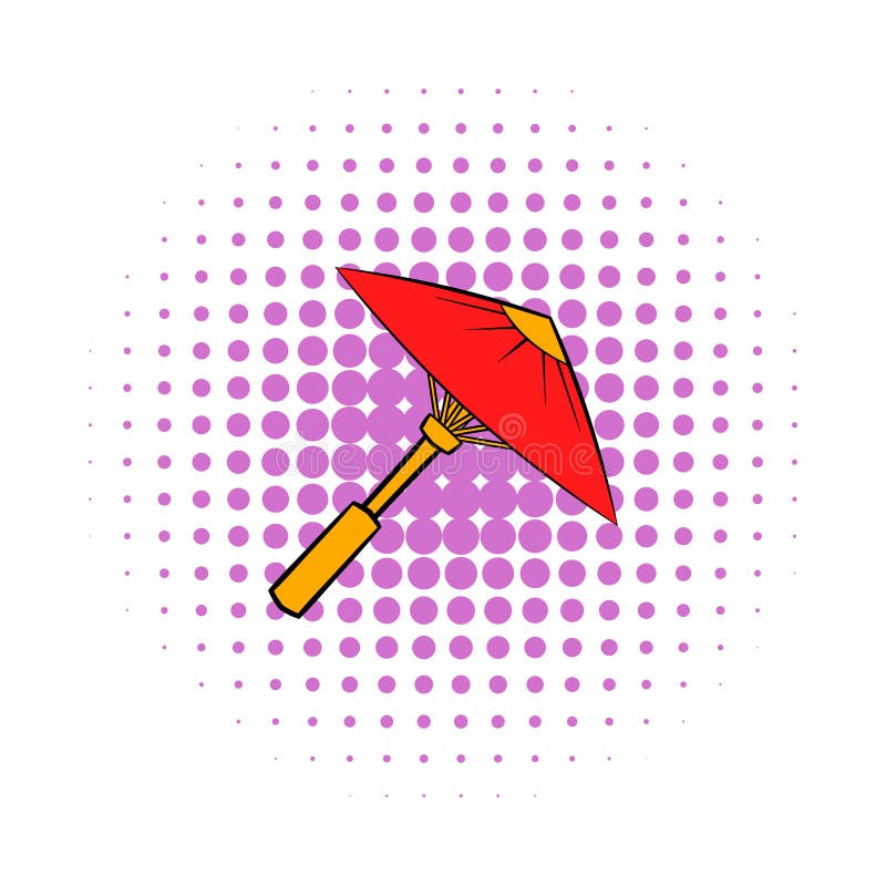 Asian Red Parasol or Umbrella Icon, Comics Style Stock Vector ...