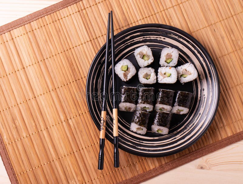 Asian rice and fish rolls stock image. Image of japanese - 192192003