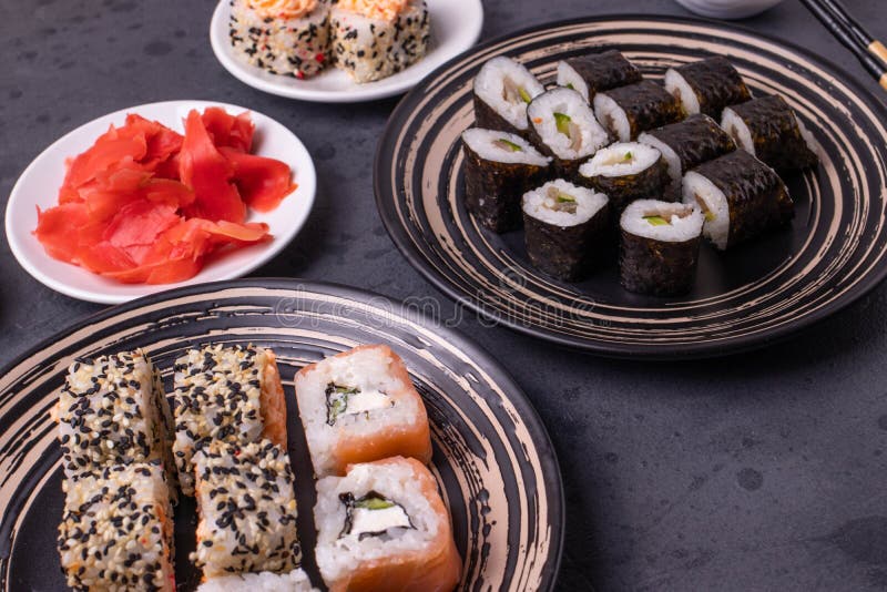 Asian rice and fish rolls stock image. Image of gourmet - 192262773