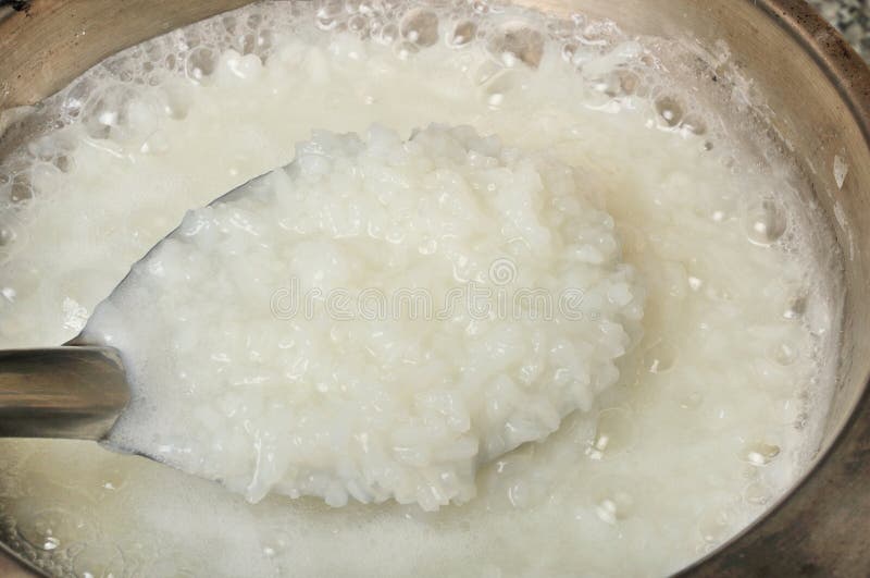 Asian Rice Porridge or Boiled Rice in Pot Stock Photo - Image of congee ...