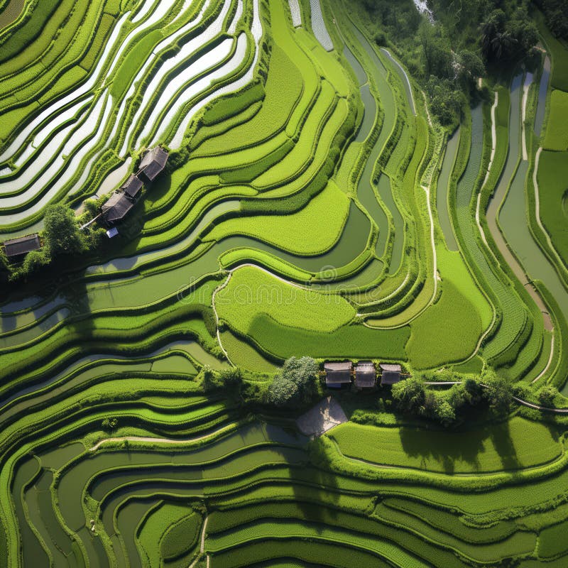 Asian Rice Terrace As Seen from Above Stock Illustration - Illustration ...