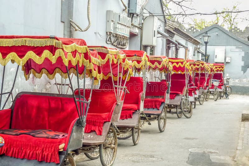 Asian rickshaws in Beijing stock photo. Image of obsolete - 365148232
