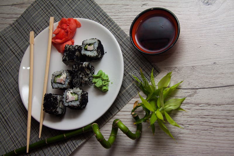 Asian rolls with caviar stock photo. Image of cuisine - 63027342