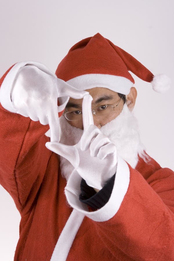 Asian Santa Claus with Framing Gesture Stock Photo - Image of male ...