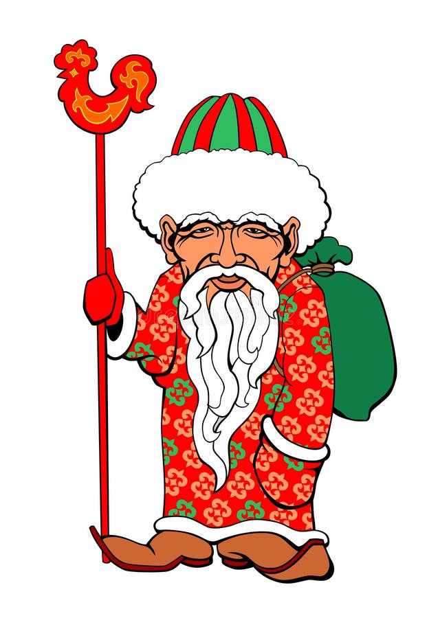 Asian Santa stock vector. Illustration of decor, costume - 81679979