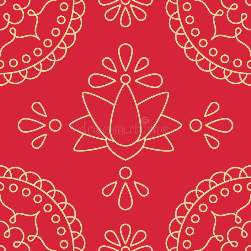 Asian Seamless Pattern with Lotus and Floral Motif Stock Vector ...
