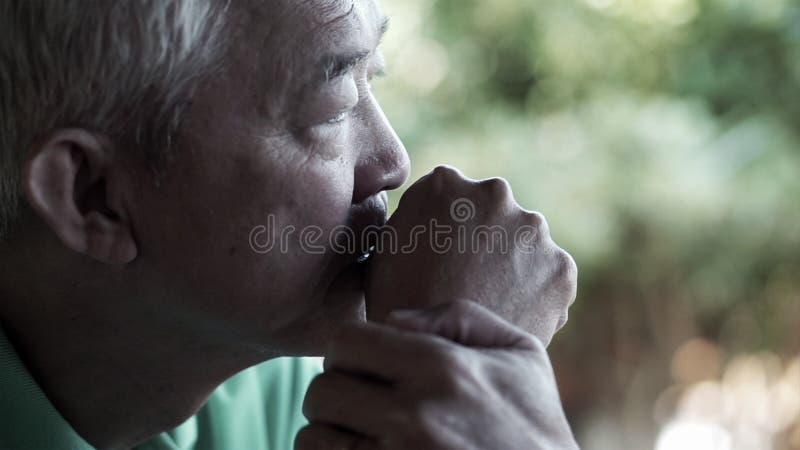 Asian Senior Man Worry Lost Expression Stock Image - Image of lonely ...