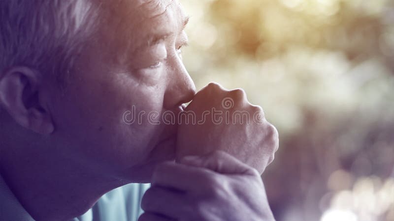 Asian Senior Man Worry Lost Expression Stock Photo - Image of ...