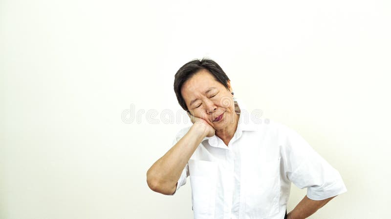 Asian Senior Woman Thinking about Unsolved Problem Stock Image - Image ...