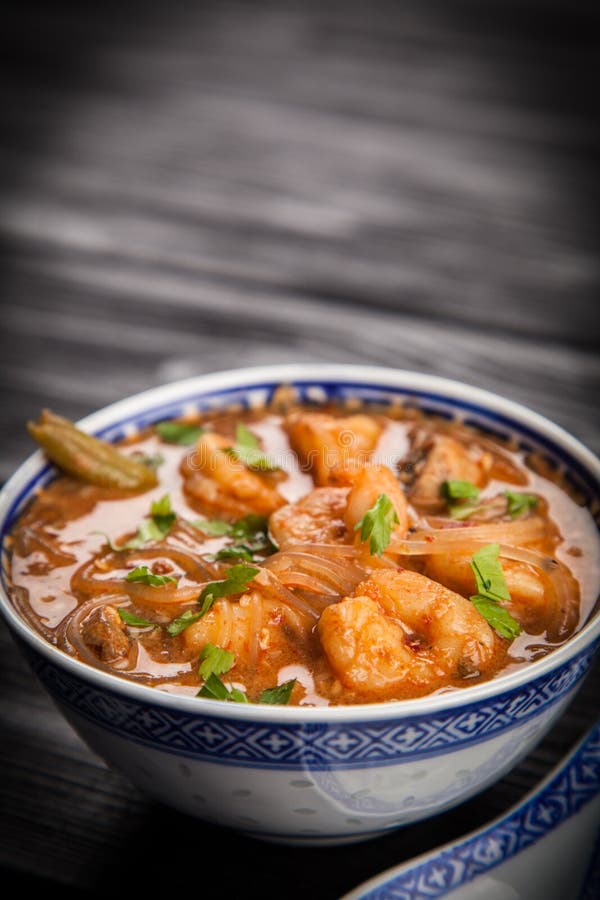 Asian shrimp soup stock photo. Image of delicious, mushroom - 73284266