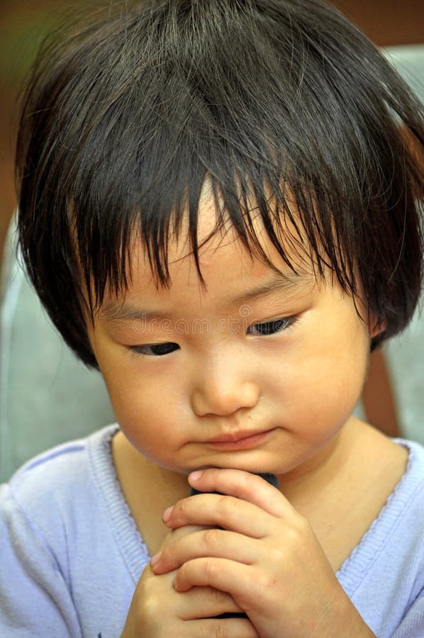 Asian Small Child Pay Respect in Thai Style Stock Photo - Image of ...