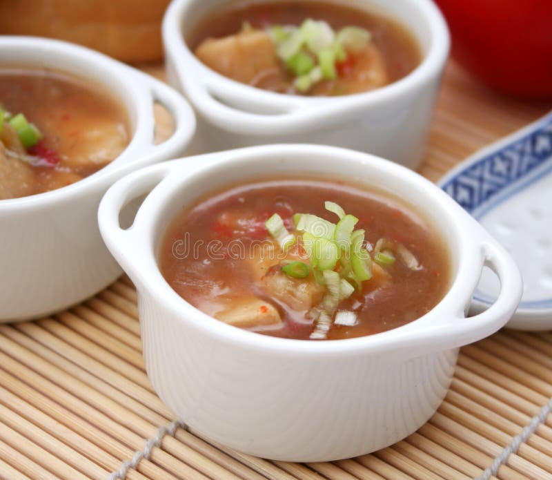 Asian Soup Placed on Wooden Table Still Life Stock Image - Image of ...
