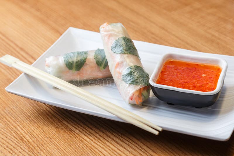 Asian Spring Rolls with Vegetables Stock Image - Image of food, plate ...