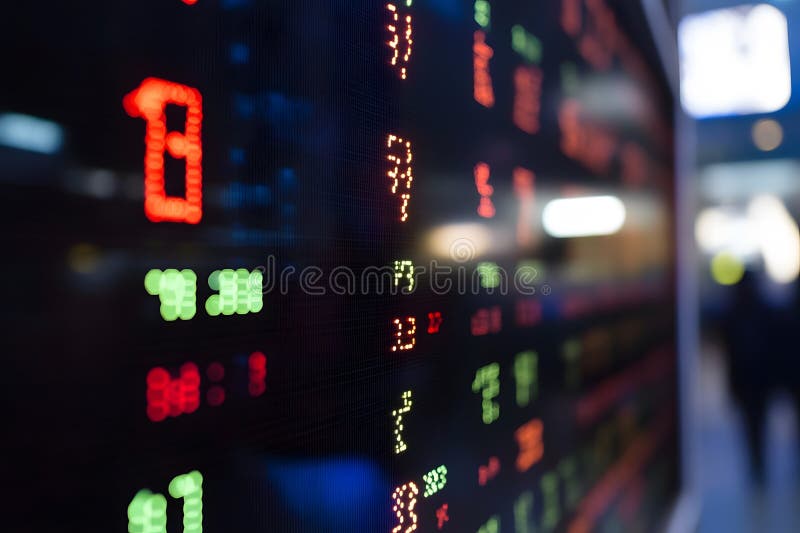 Asian Stock Exchange Board with Numbers Flipping in Real-time Updates ...