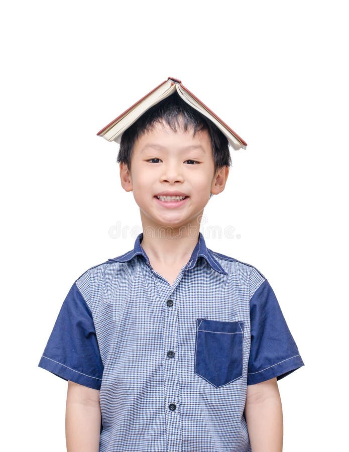 Asian Student with a Book on His Head Stock Image - Image of chinese ...