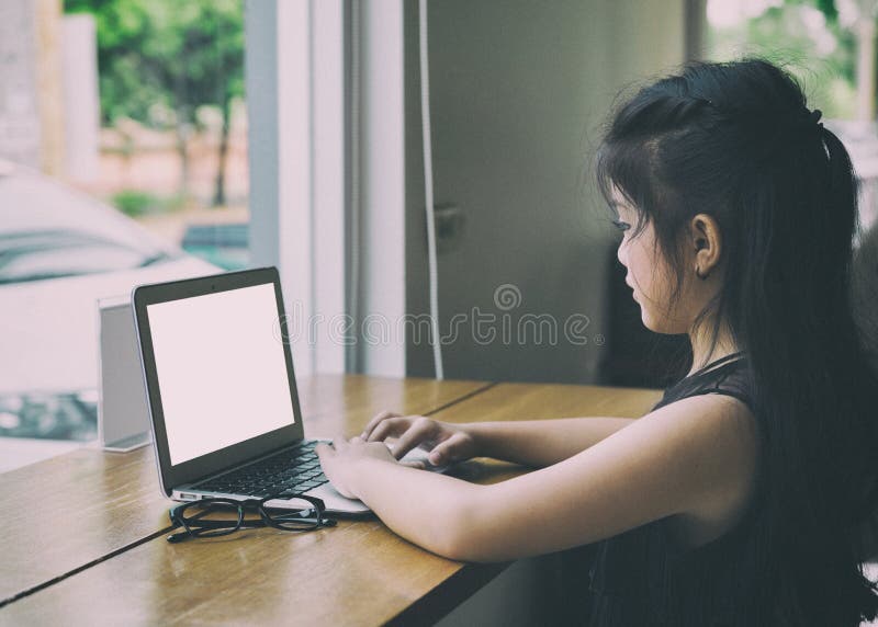 Asian Student Girl Learning, Studying Online Using Laptop Computer in ...