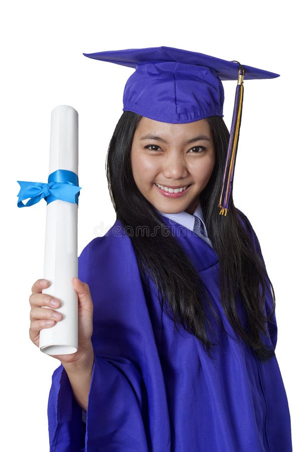 Successful Asian Graduate Student Sitting At Desk Stock Photo - Image ...