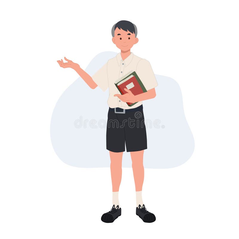 Asian Student in School Uniform. Thai Student Boy with Books is ...