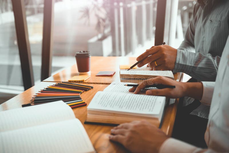 Asian Student Study with Books Preparing To Exam in Library Stock Image ...