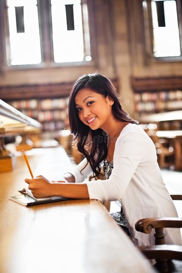 Asian college student stock photo. Image of library, education - 21123766