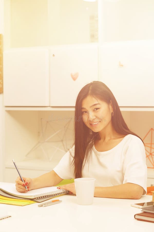 Asian student stock photo. Image of female, library, college - 71199472