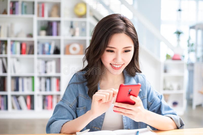Asian Student Use Mobile Phone Stock Image - Image of korean, lady ...